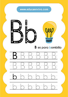 Caligrafía de la letra B: Mayúscula y Minúscula [en PDF]